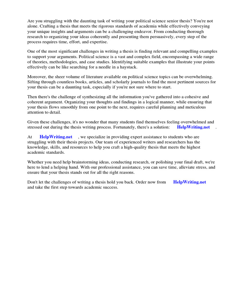 Political Science Senior Thesis Examples | PDF