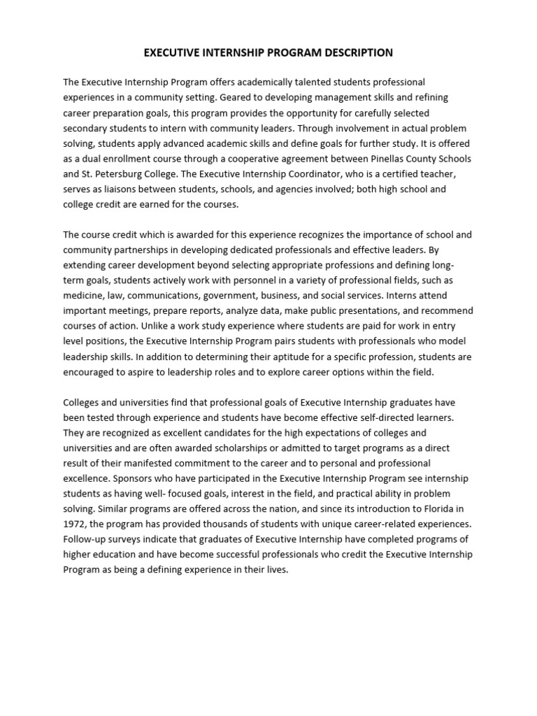 EIP Program Description | PDF | Internship | Job Hunting