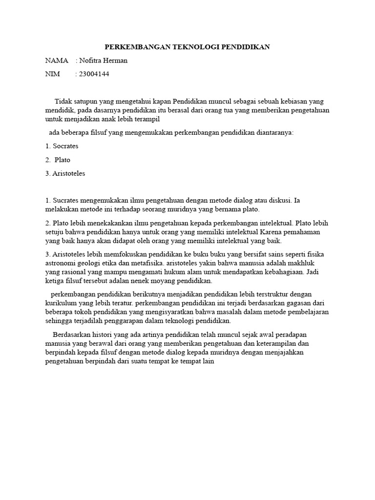 Perkembangan Teknologi Pendidikan (DDTP Pertemuan 4) | PDF