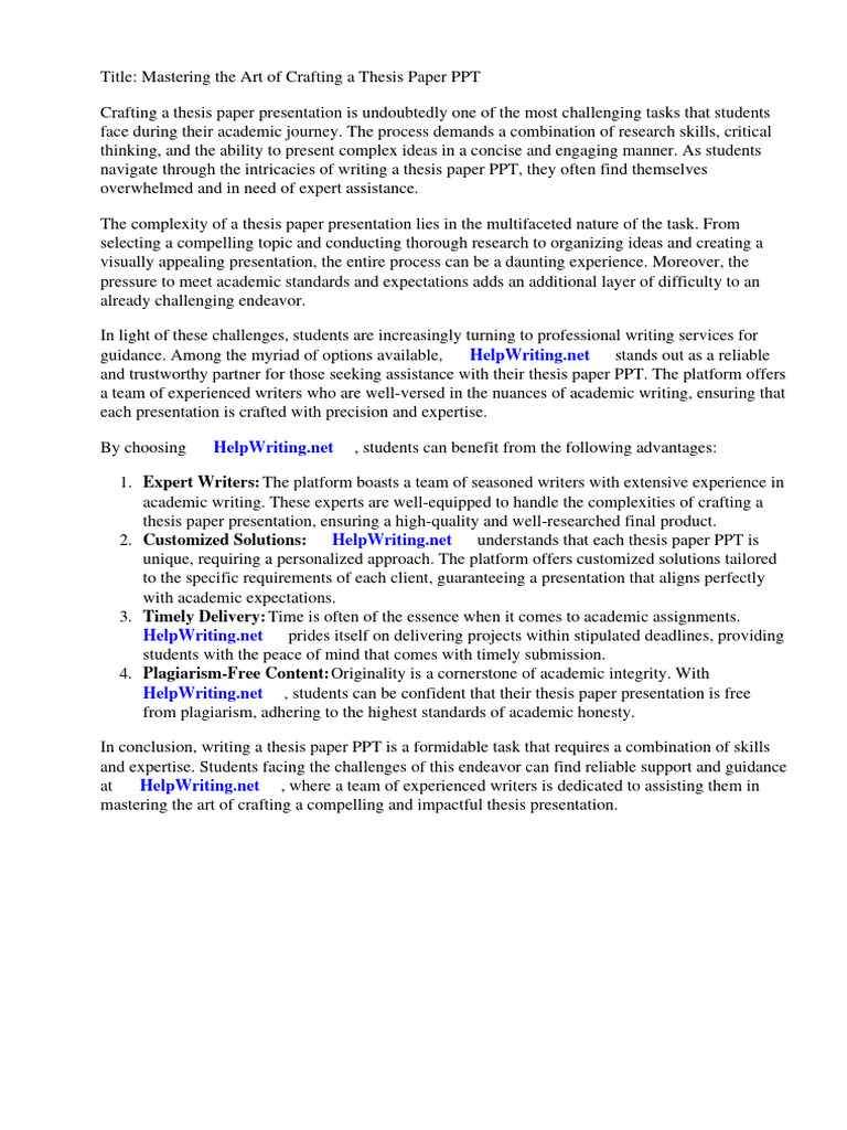 Thesis Paper Presentation Guide | PDF | Thesis | Essays