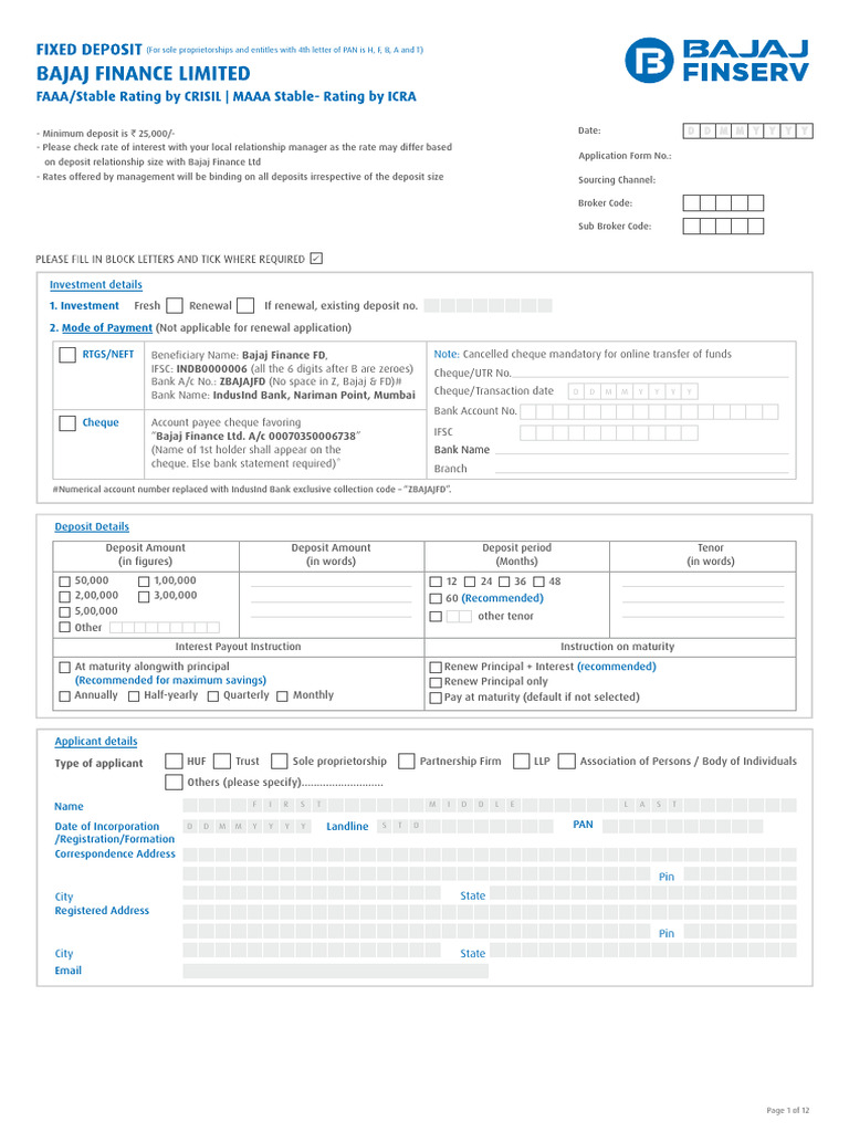 Fixed Deposit Application Form | PDF