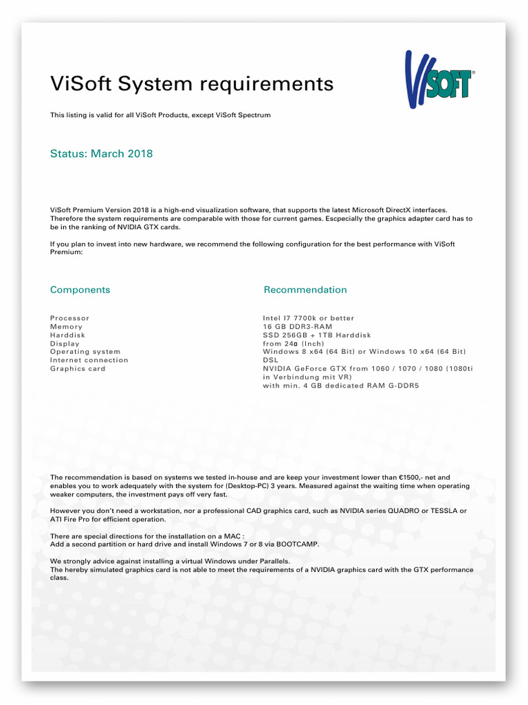 ViSoft System Requirements (EN) | PDF