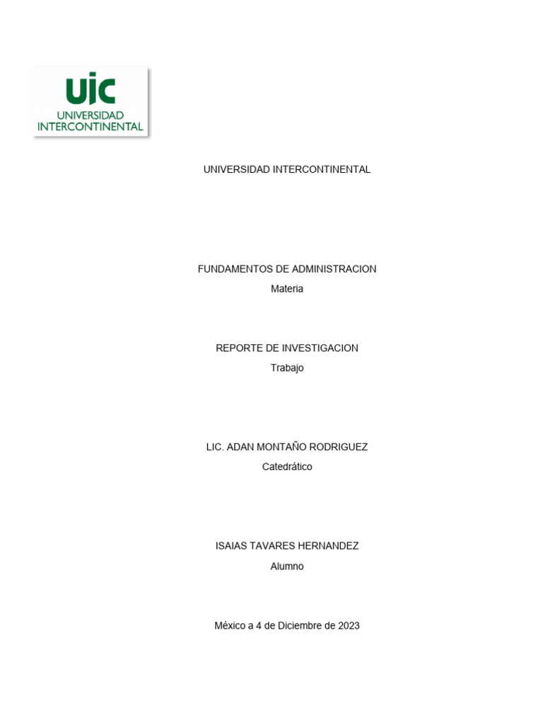 Act 4.1 Reporte de Investigacion Uic | PDF | Business | Marketing