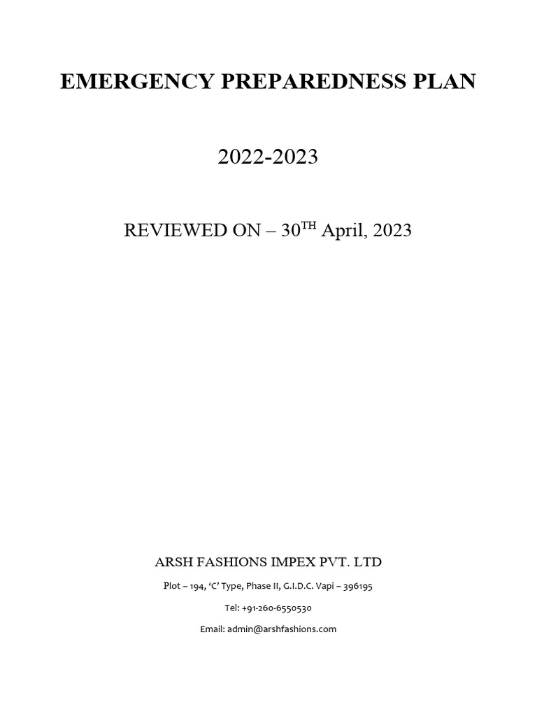 Emergency Preparedness Plan 2022 23 Pdf Chronic Condition Hazards