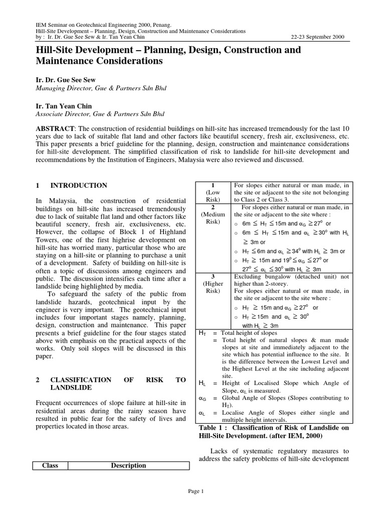 Hill-Site Development - Planning, Design, Construction | PDF | Geotechnical Engineering | Drainage
