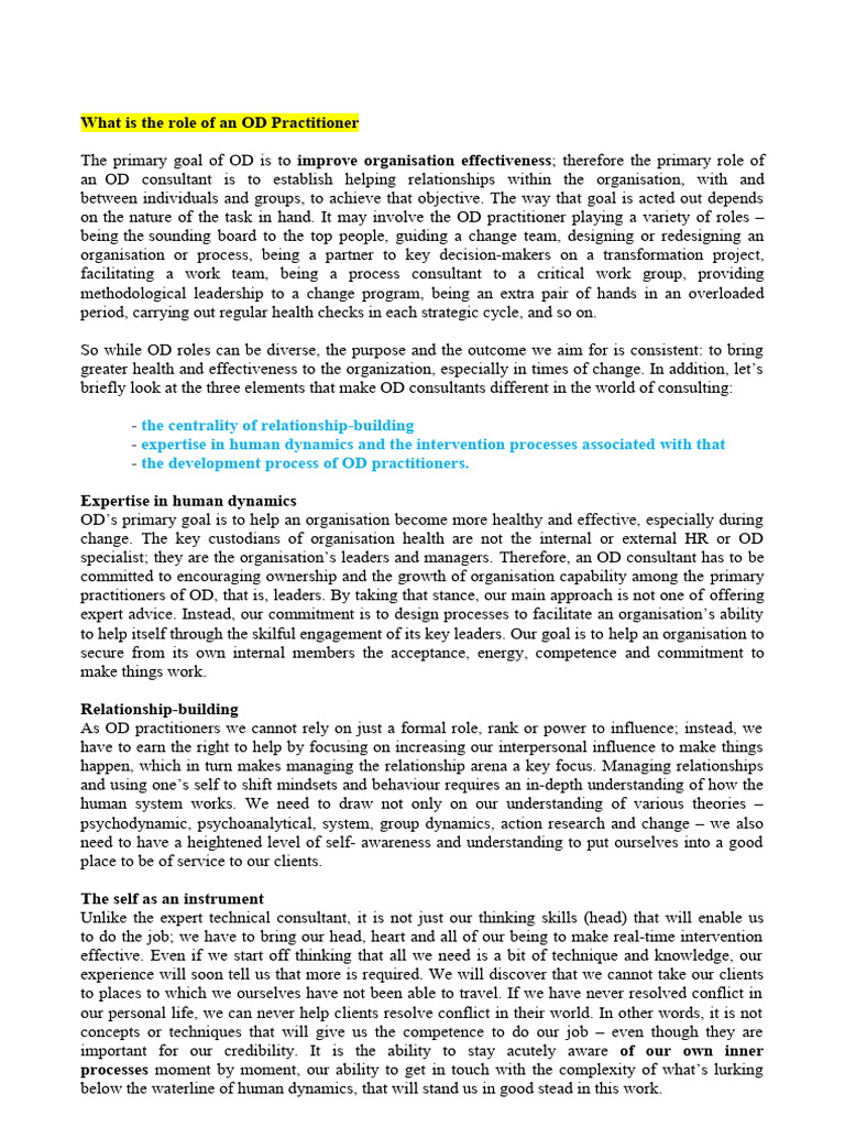 2.D - Role, Styles, and Competencies of An OD Practitioner | PDF ...