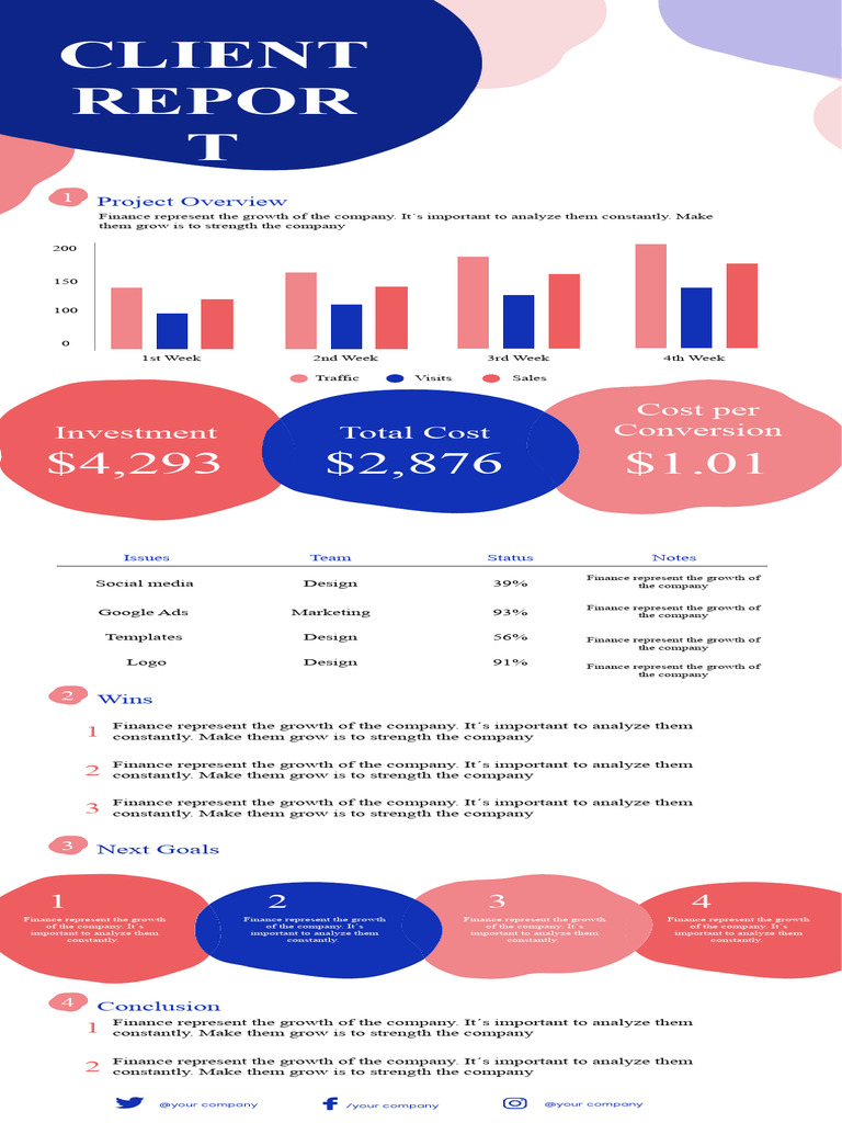 Red and Blue Client Report Finance Infographic Template | PDF ...