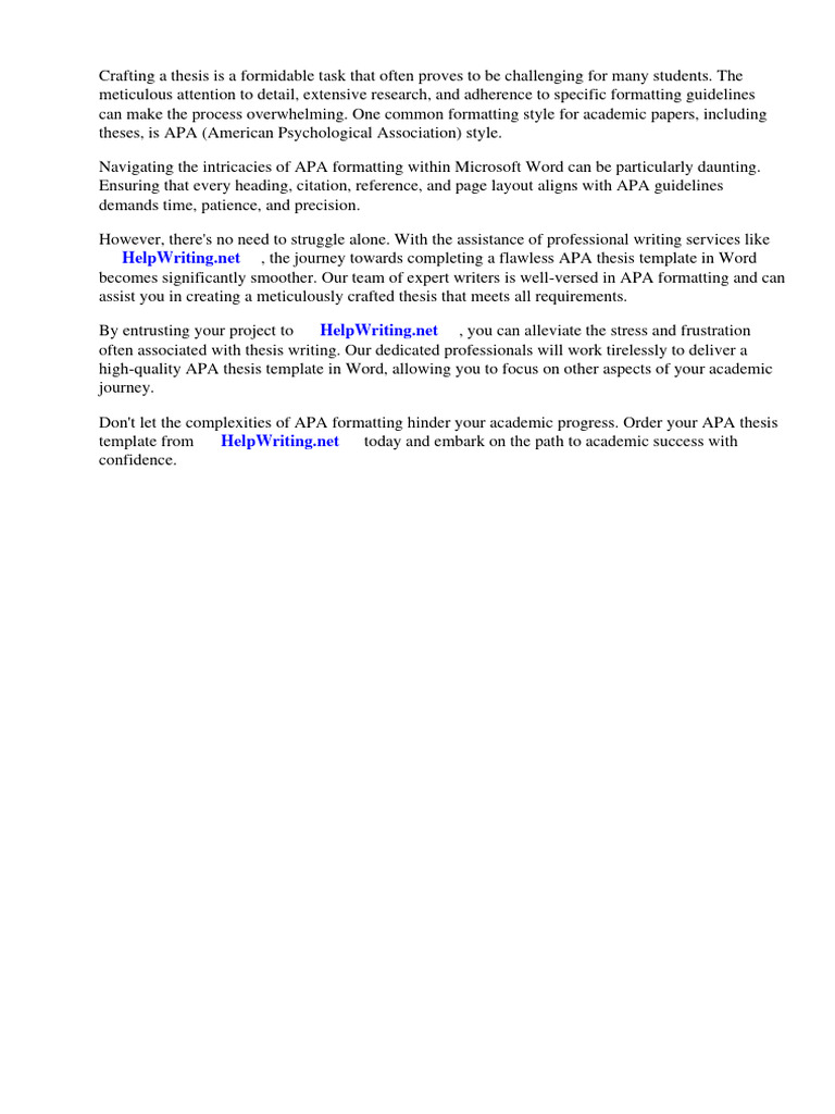 Apa Thesis Template Word | PDF