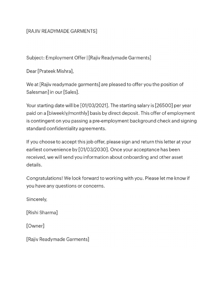 Offerletter | PDF