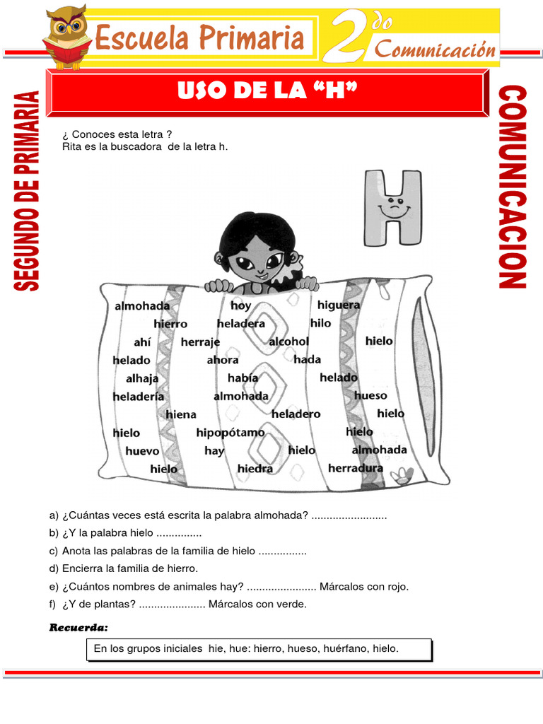 Actividades sobre el uso de la letra h | PDF