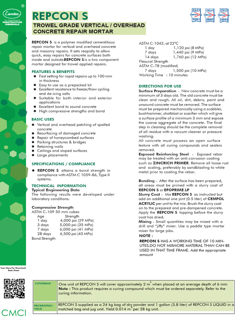 Repcon S | PDF | Concrete | Water