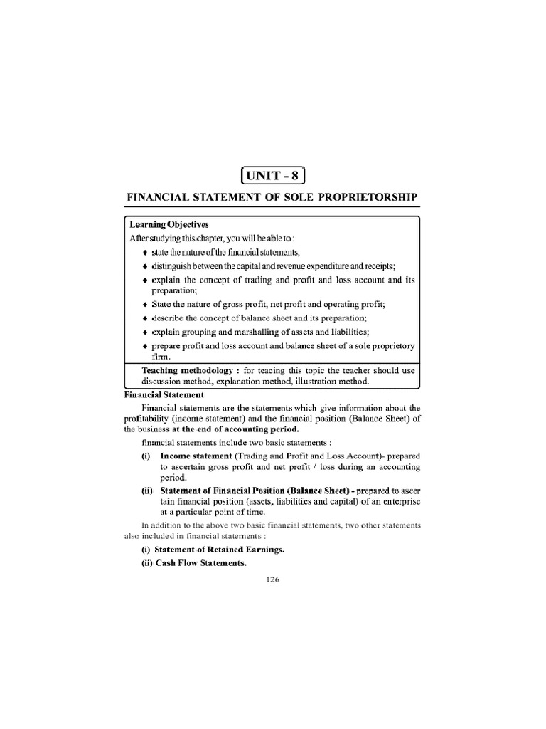 11 Accountancy Notes Ch08 Financial Statements of Sole Proprietorship ...