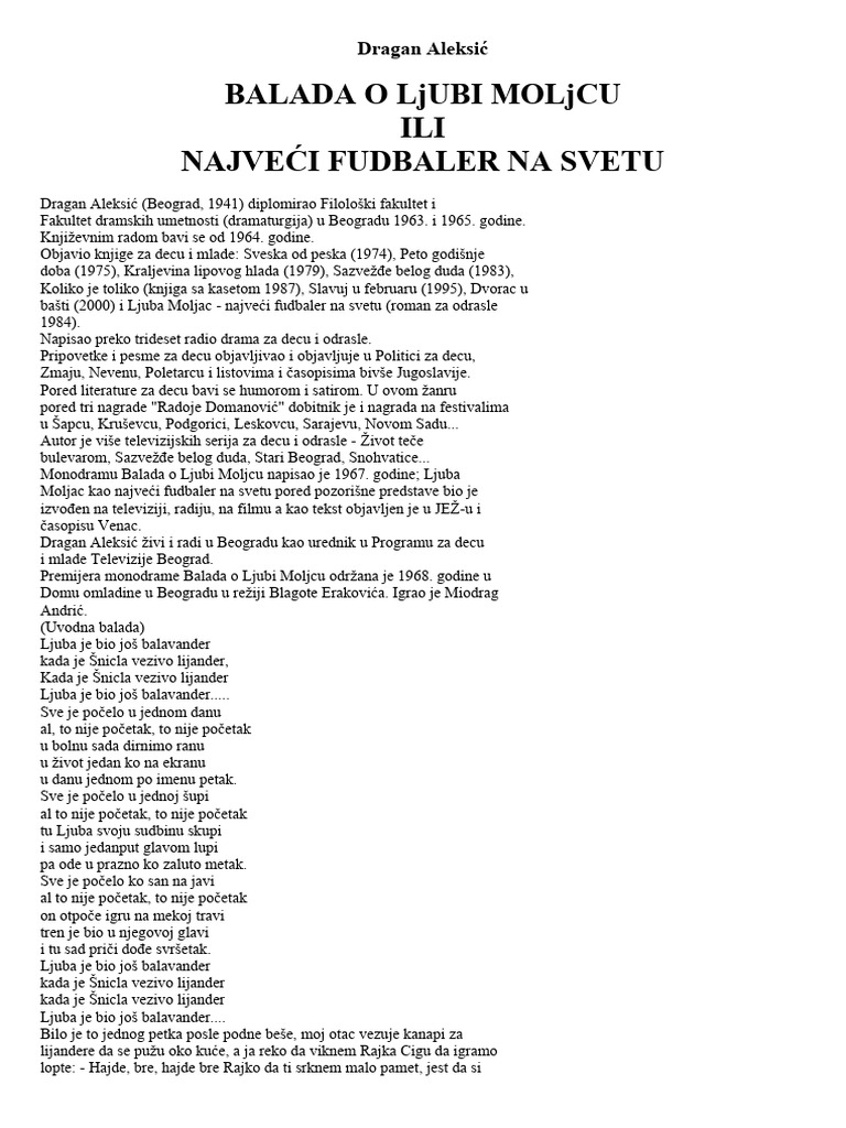 Balada o Ljubi Moljcu | PDF