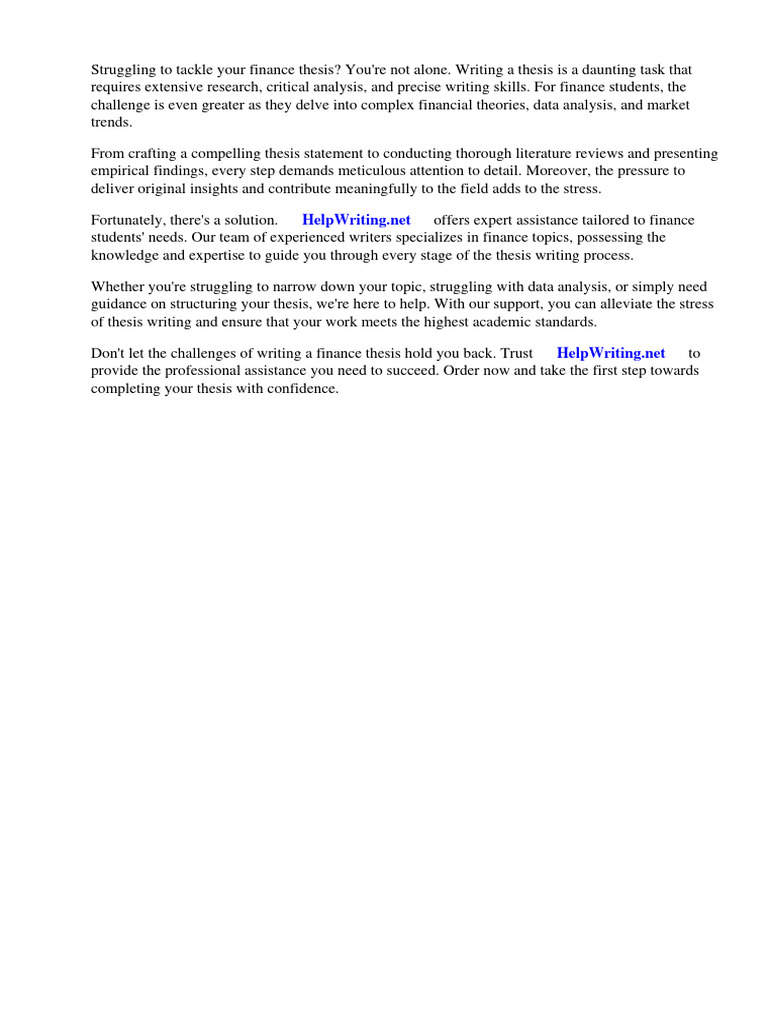 Thesis Topic For Finance Student | PDF | Thesis | Master Of Business Administration