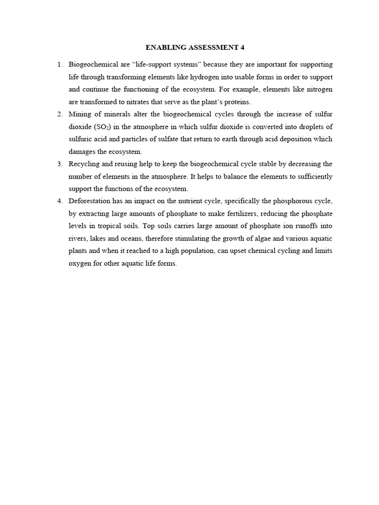 Impact of Human Activities on Biogeochemical Cycles | PDF