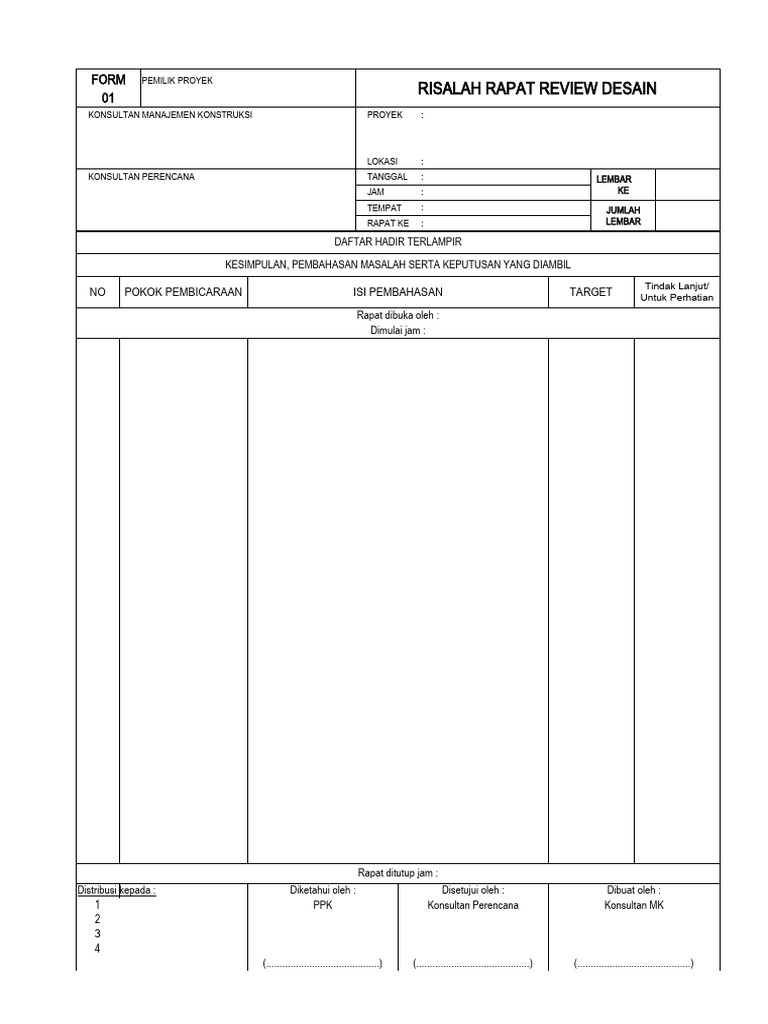 FORM 01-Risalah RPT Review Desain | PDF
