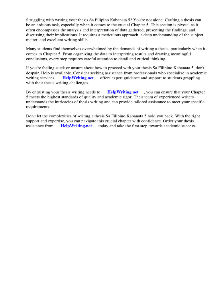 Thesis Sa Filipino Kabanata 5 | PDF | Tagalog Language | Expert
