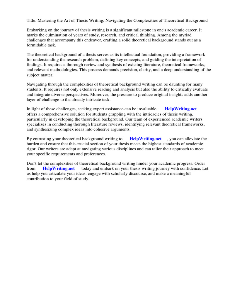 Theoretical Background Thesis Writing | PDF