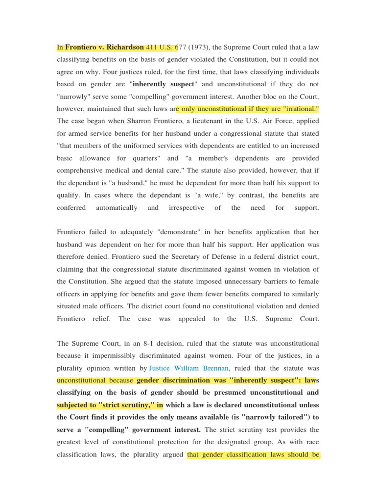 US Case Laws Gender Equality | PDF | Courts | United States Federal ...