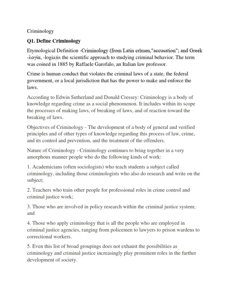 Understanding Criminology and Crime Types | PDF | Mens Rea | Id