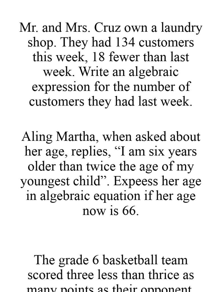 Algebra Sample Problem Pdf