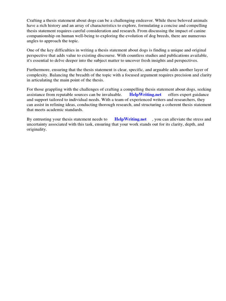 Good Thesis Statements About Dogs | PDF | Essays | Dogs