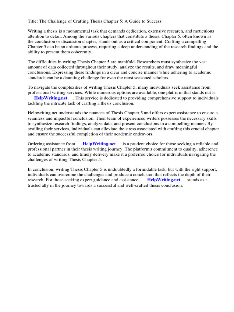 How To Write Thesis Chapter 5 | PDF