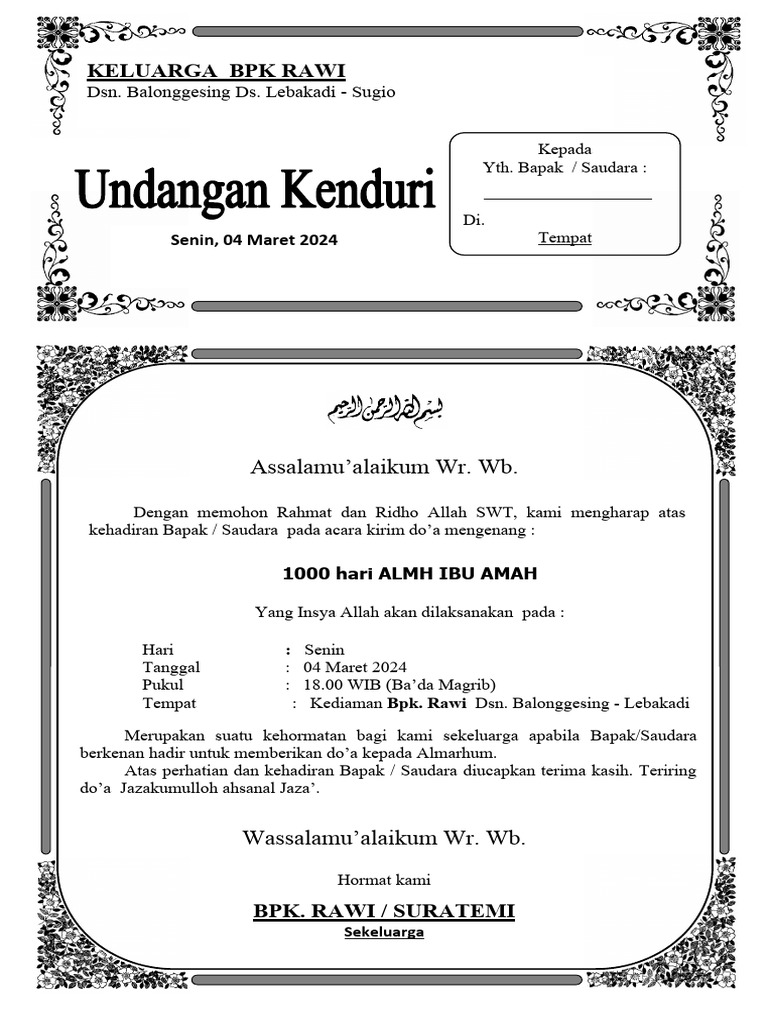 Undangan Kenduri New | PDF