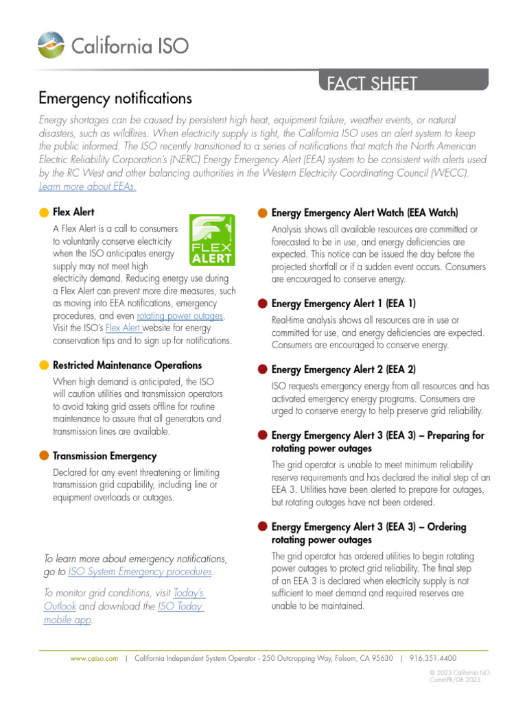 California Independent System Operator Emergency-Notifications-Fact ...