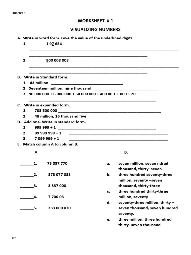 Class 5 Maths Worksheets: Number Concepts | PDF | Arithmetic | Mathematics