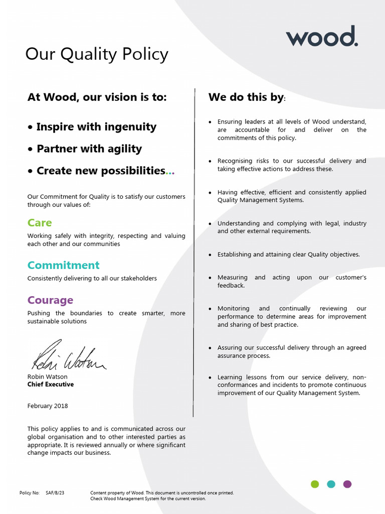 Quality Policy | PDF