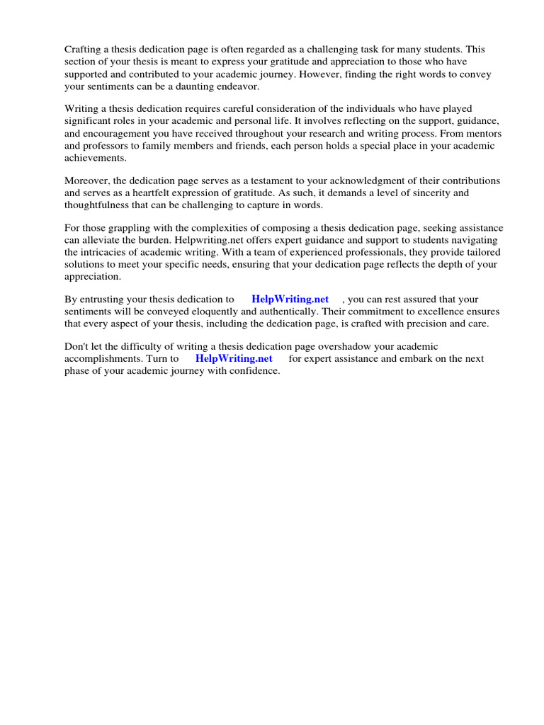How To Write A Thesis Dedication Page | PDF