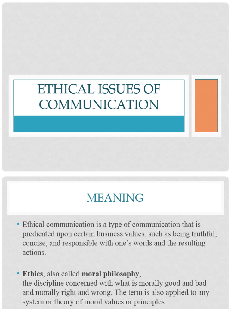 Ethical Issues of Communication (Unit 6) | PDF | Rumor | Integrity