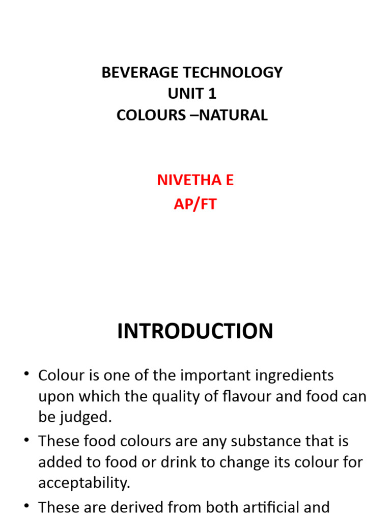 Unit 1 - BT - Colors | PDF | Cooking, Food & Wine