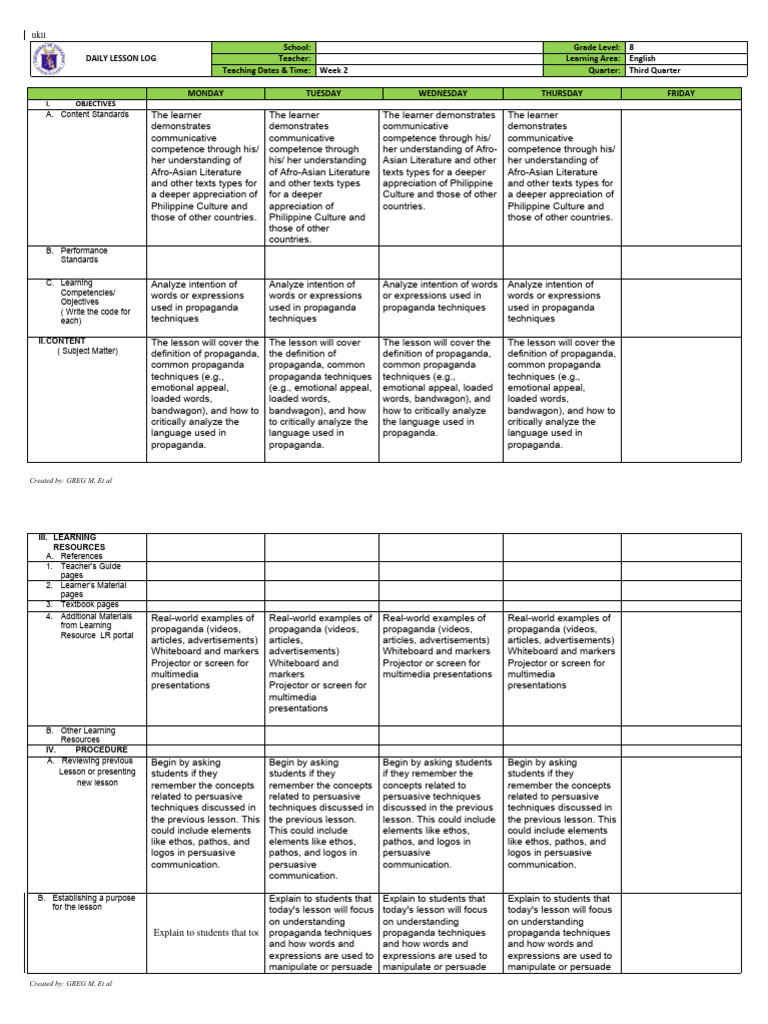 ENGLISH8 Q3 WK2 Done | PDF | Propaganda | Emotions ENGLISH8 Q3 WK2 Done | PDF | Propaganda | Emotions
