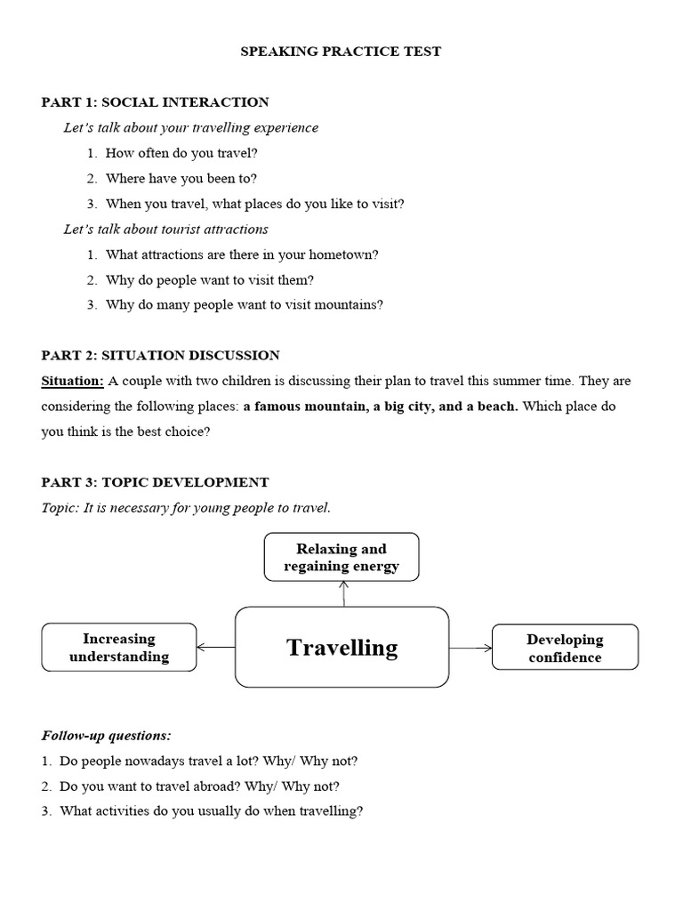 Practice Speaking (Travelling) 2 | PDF