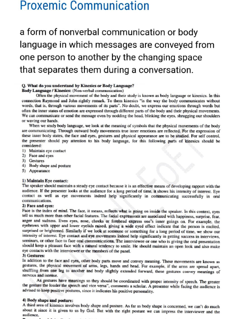 Kinesics | PDF | Nonverbal Communication | Communication