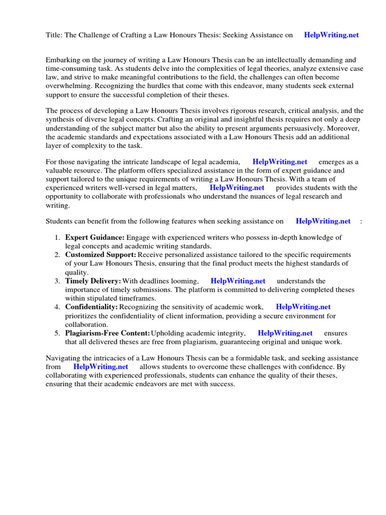 Law Honours Thesis Ideas | PDF | Thesis | Occupational Burnout