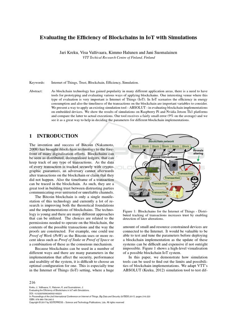 Evaluating The Efficiency of Blockchains in Iot With Simulations | PDF | Cryptocurrency ...