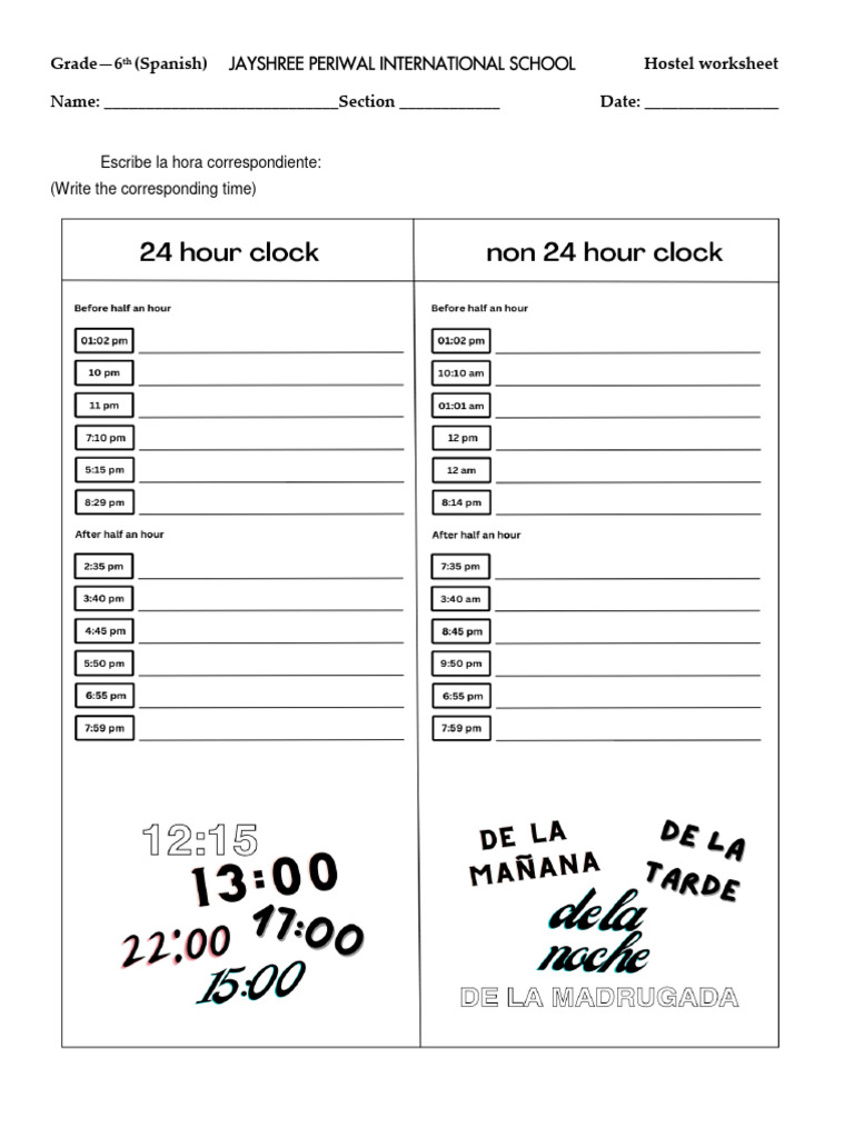 Practice Del Español - La Hora / Lectura | PDF | Pelo | Barba