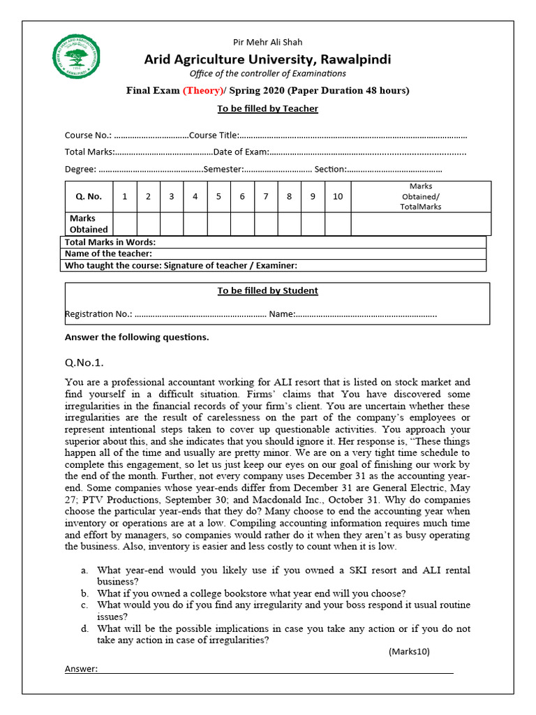 Final Paper Accounting Bims | PDF | Accounting | Financial Economics