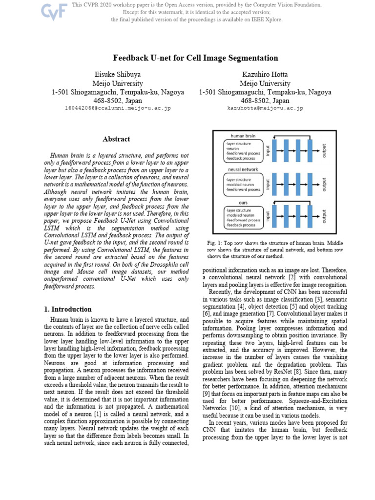Shibuya Feedback U-Net For Cell Image Segmentation CVPRW 2020 Paper | PDF | Image Segmentation ...