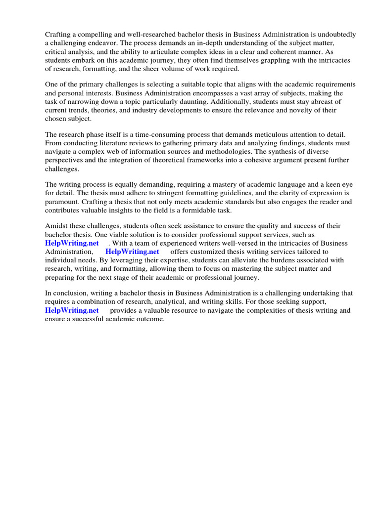 Bachelor Thesis Topics Business Administration | PDF | Thesis | Tourism