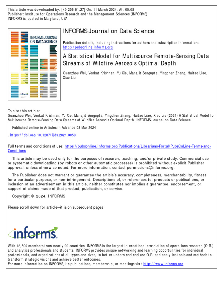 Multisource Remote Sensing Data Streams Of Wildfire Aerosols Optimal Depth Pdf Remote