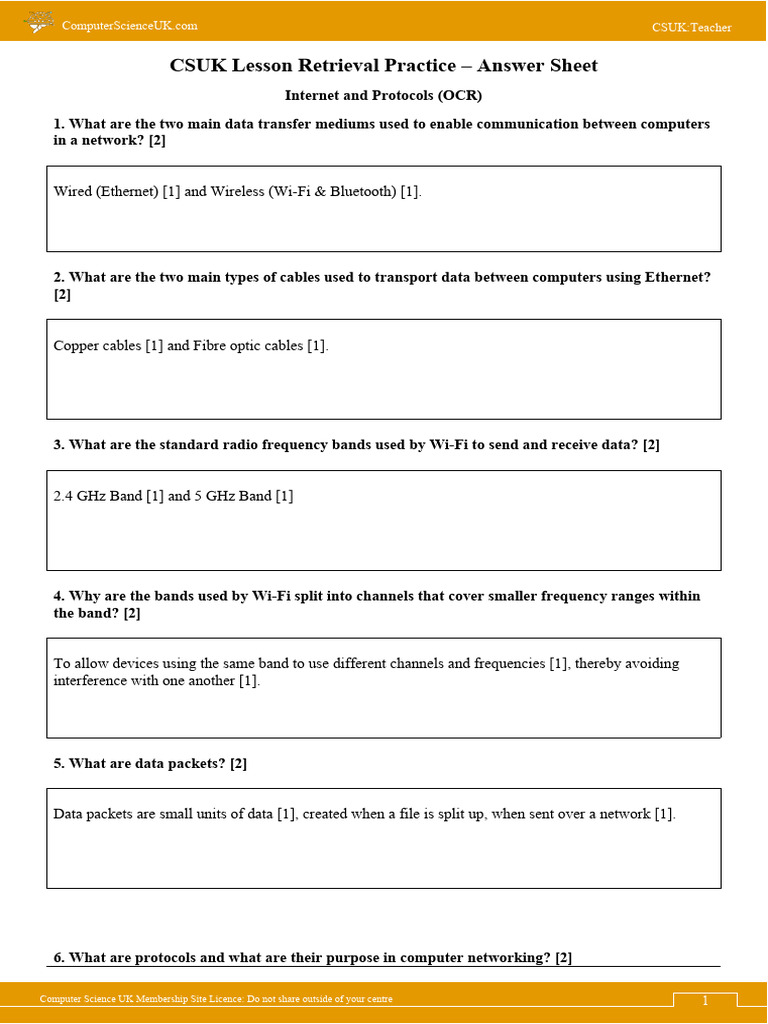 1.3.2 Lesson Retrieval Practice ANSWERS | PDF | Computer Network | Wi Fi