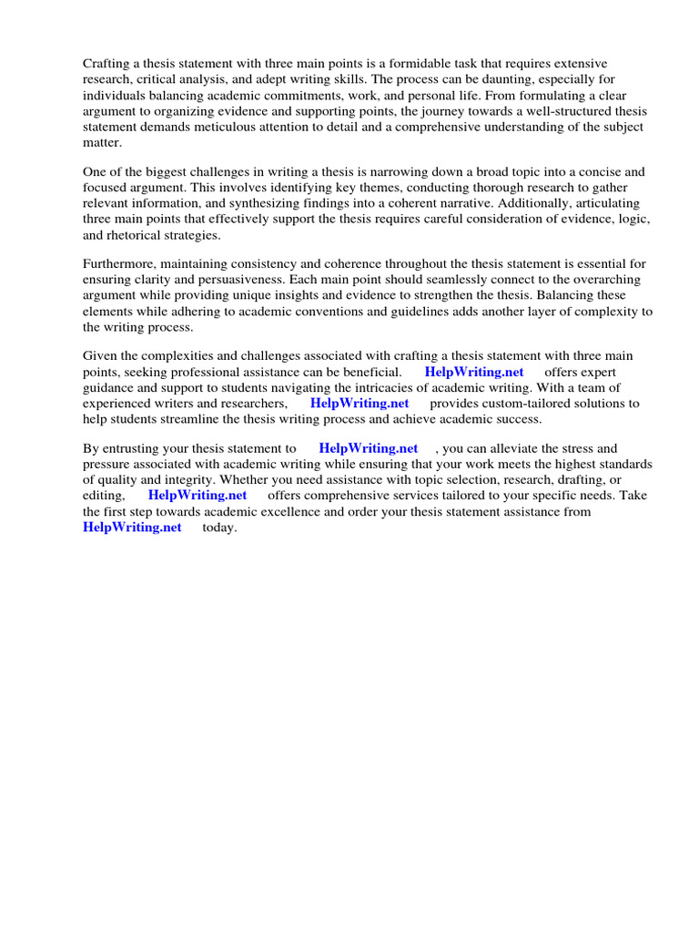 Thesis Statement 3 Main Points | PDF | Essays | Thesis