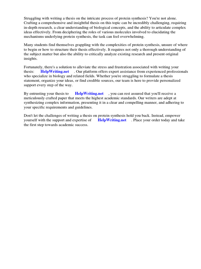 Essay Describing Protein Synthesis | PDF | Science & Mathematics
