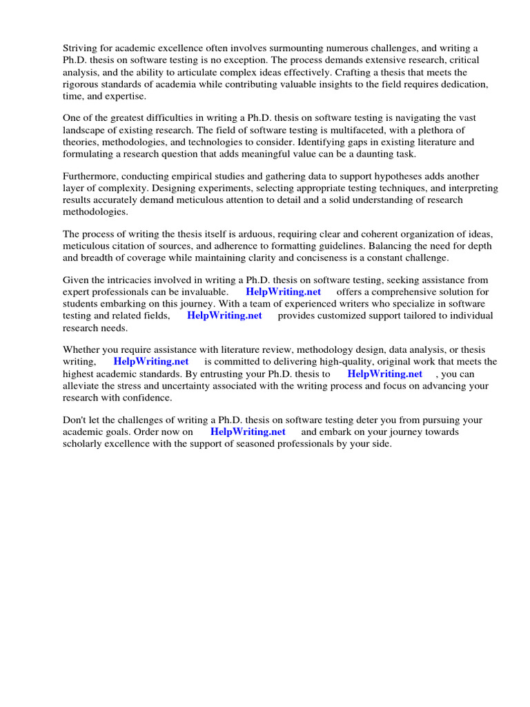 Writing a Ph.D. Thesis in Software Testing | PDF | Software Testing ...