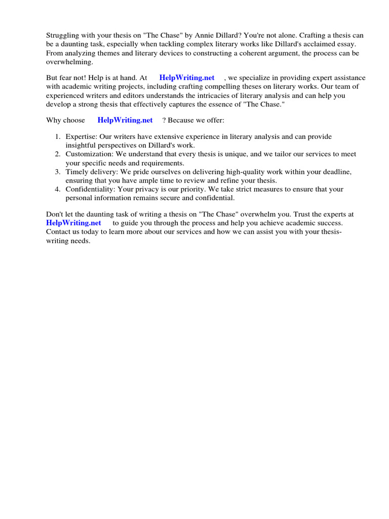 The Chase Annie Dillard Thesis | PDF | Science & Mathematics