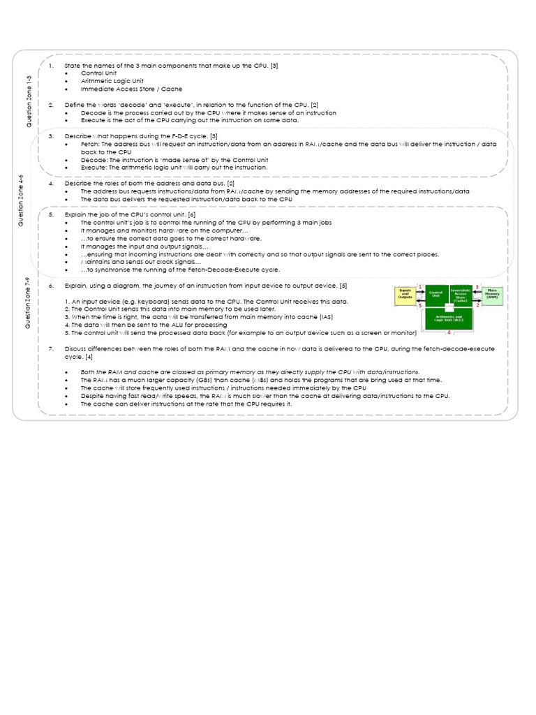 1.1.1a Architecture of The CPU - Workbook OCR GCSE ANSWERS | PDF | Central Processing Unit ...